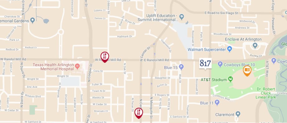 Map of Attractions - 817 Hotel Arlington